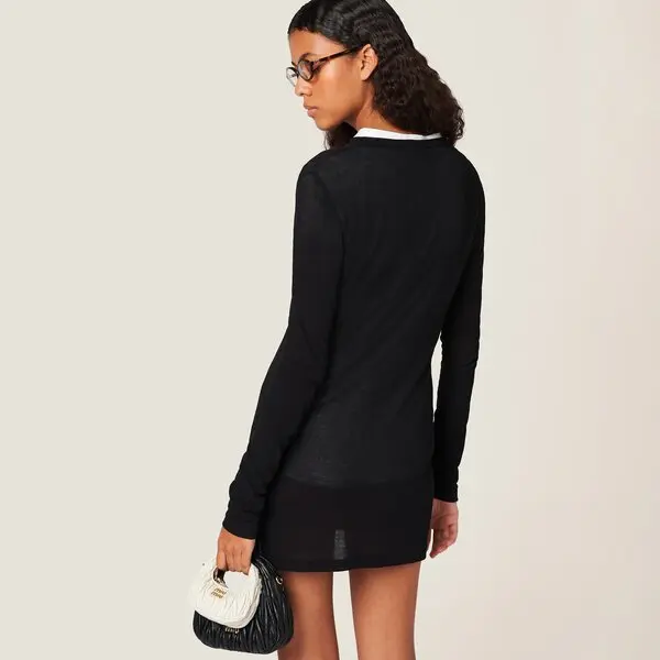 Miu Miu Logo Patch Long Sleeve Dress