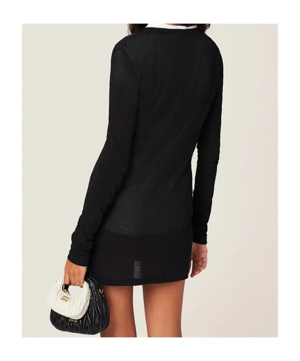 Miu Miu Logo Patch Long Sleeve Dress