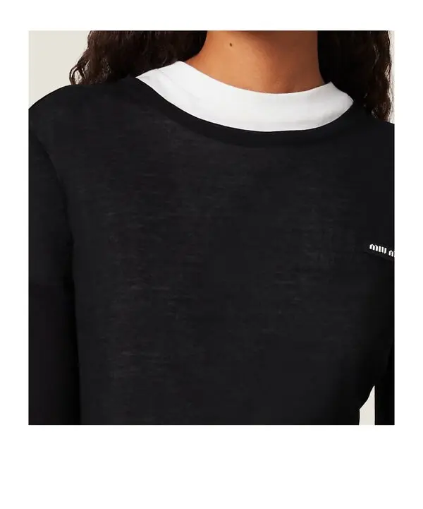 Miu Miu Logo Patch Long Sleeve Dress