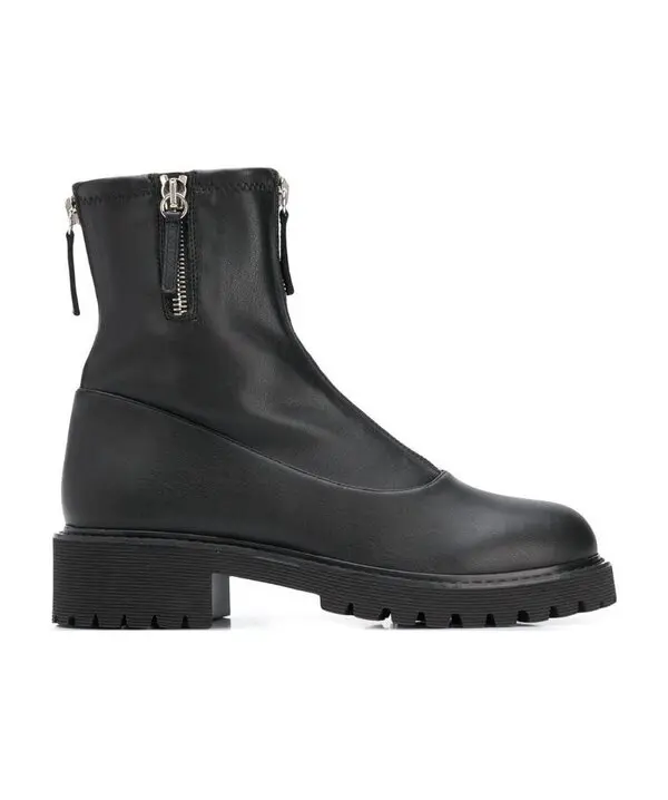GIUSEPPE ZANOTTI Front Zip Ankle Boots - Black