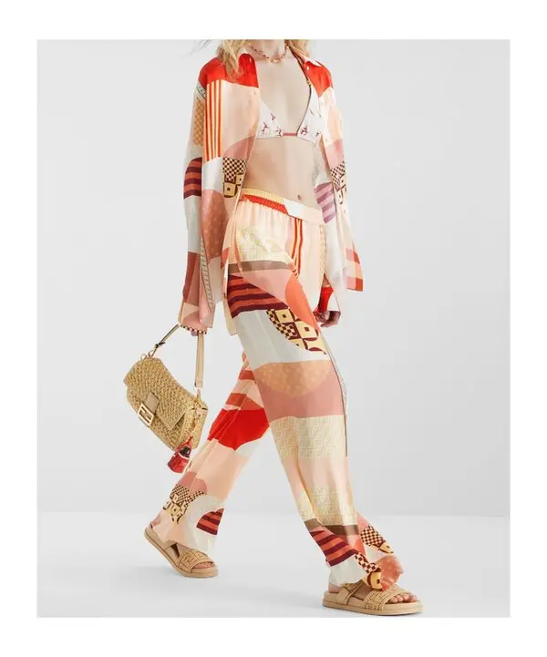 Fendi Abstract Print Wide-leg Pants