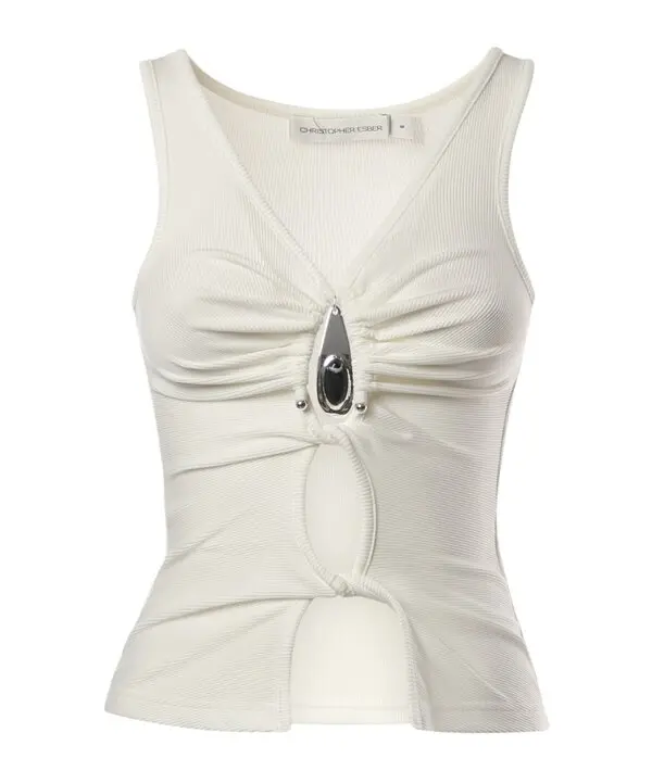 Christopher Esber Embellished Pendant Open Twist Tank Top