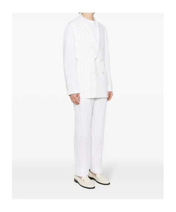 Brunello Cucinelli Double-breasted Linen Suit - White