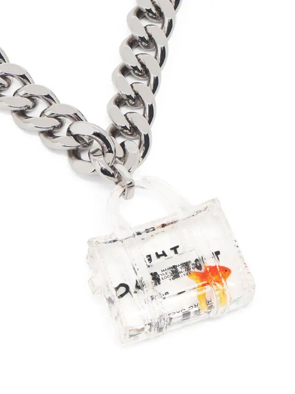 Marc Jacobs Silver Tone Tote Bag Pendant Necklace