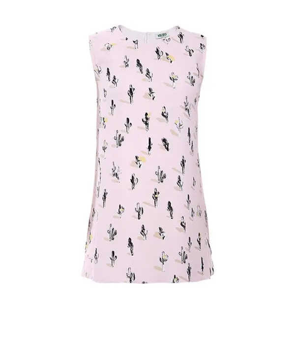 Kenzo Sleeveless Cactus Print Dress - Purple