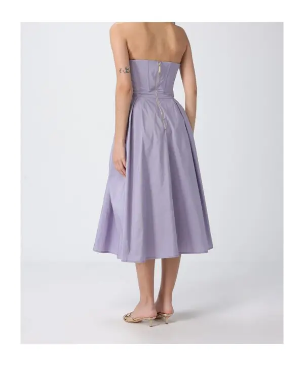 Elisabetta Franchi Strapless Floral Applique Dress - White