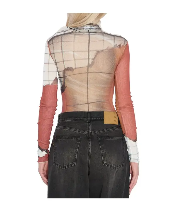 JEAN PAUL GAULTIER Printed Long Sleeve Bodysuit - Black