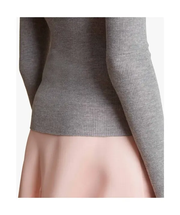 Khaite Tania Ribbed V-neck Long Sleeve Top - Mercury