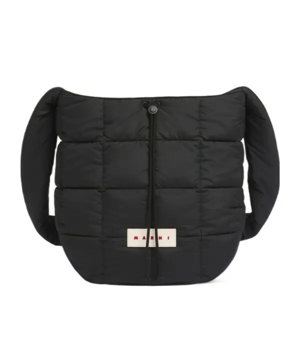 Marni Quilted Drawstring Shoulder Bag - Black