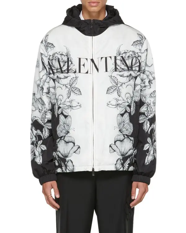 Valentino Garavani Dark Blooming Printed Windbreaker