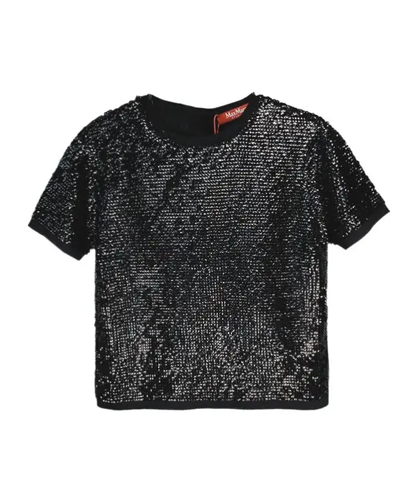 Max Mara Sequin Embellished Crewneck Top - Black