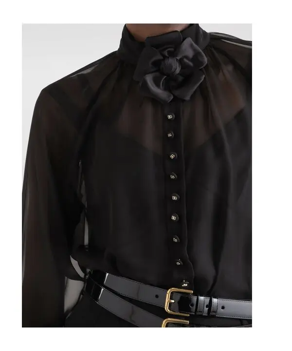 Dolce & Gabbana Chiffon Blouse With Floral Detail