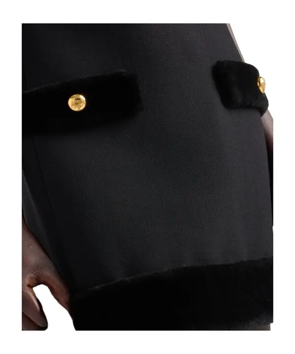 Prada High Neck Mini Dress With Sheepskin Trim