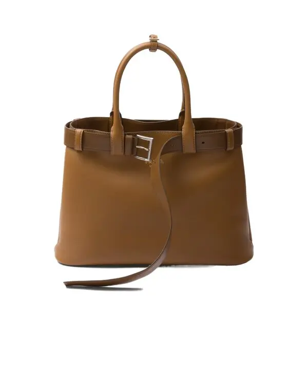 Prada Open-top Belted Handbag - Camel