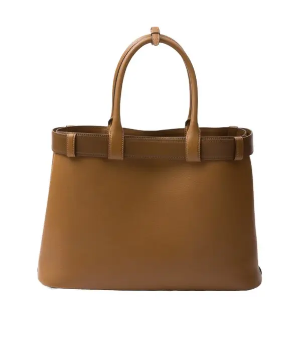 Prada Open-top Belted Handbag - Camel