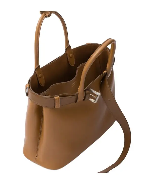 Prada Open-top Belted Handbag - Camel
