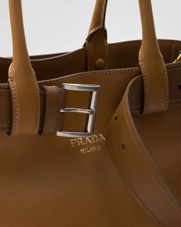 Prada Open-top Belted Handbag - Camel