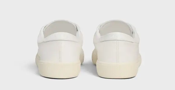 Celine Lou Low Lace-up Sneaker With Triomphe In Canvas And Calfskin - White