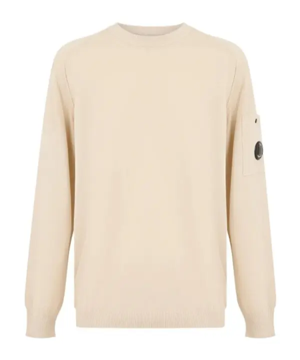 C.P. COMPANY Crewneck Lens Jumper - Beige