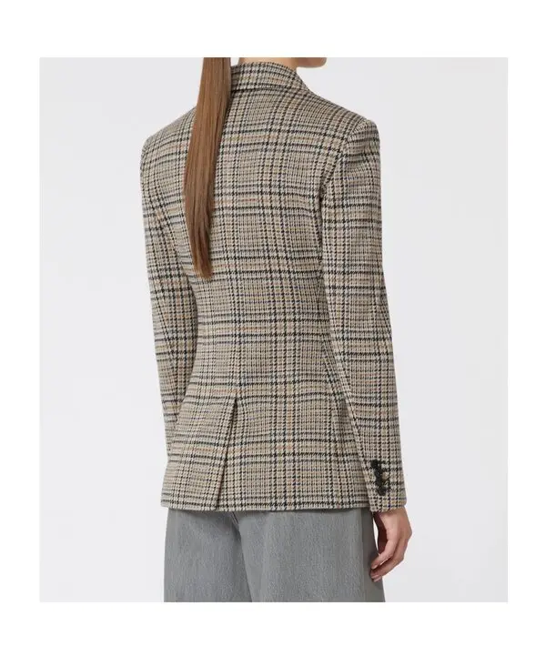 Max Mara Double-breasted Checked Blazer - Dark Gray
