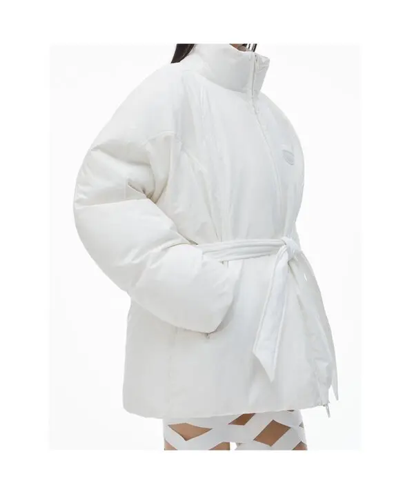 Alexander Wang Puffer Coat With Logo Trim And Drawstring Hem - White
