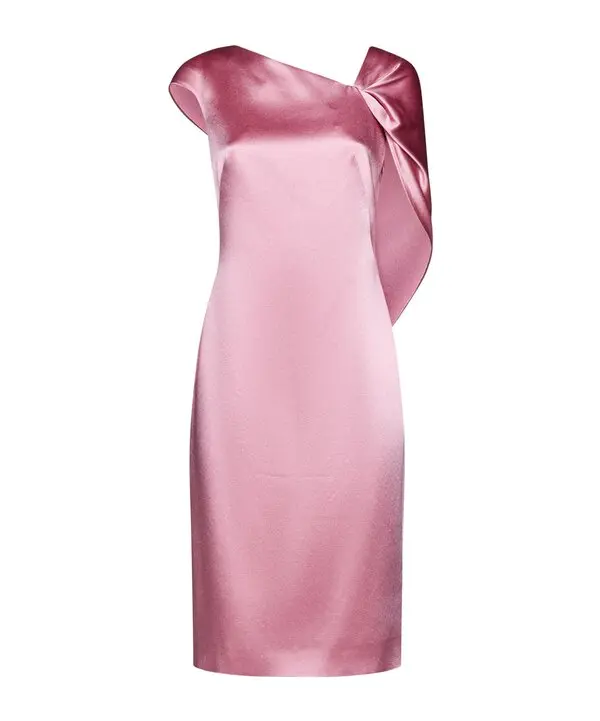 Givenchy Asymmetrical Draped-back Midi Dress - Pink