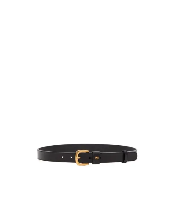 Valentino Garavani Vlogo Leather Belt - Black