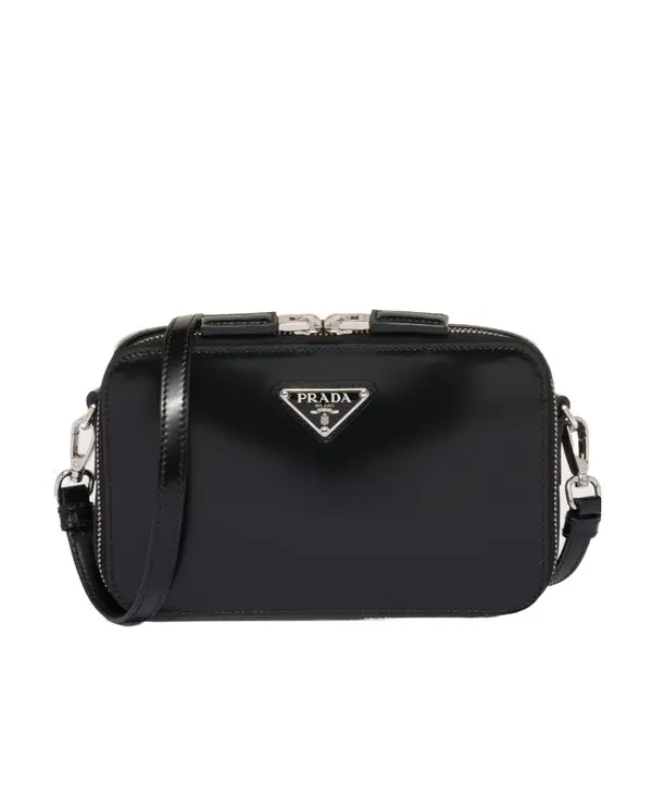 Prada Brique Brushed Leather Bag - Black