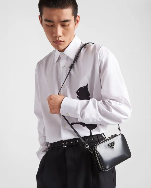 Prada Brique Brushed Leather Bag - Black
