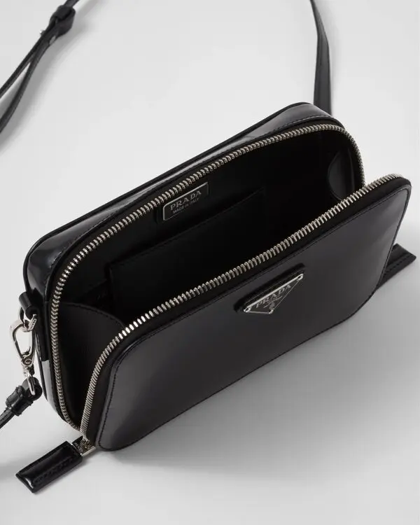 Prada Brique Brushed Leather Bag - Black