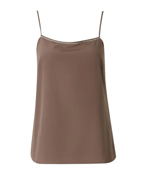 Peserico Sleeveless Sequined Neckline Camisole - Brown