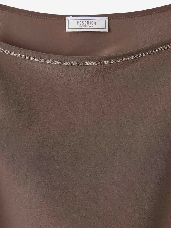 Peserico Sleeveless Sequined Neckline Camisole - Brown
