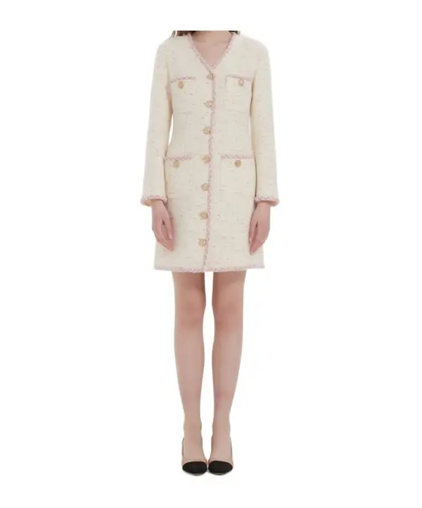 Marissa Chiara V-neck Button-up Lace Dress