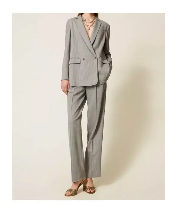 TWINSET Pinstriped Pleated Trousers
