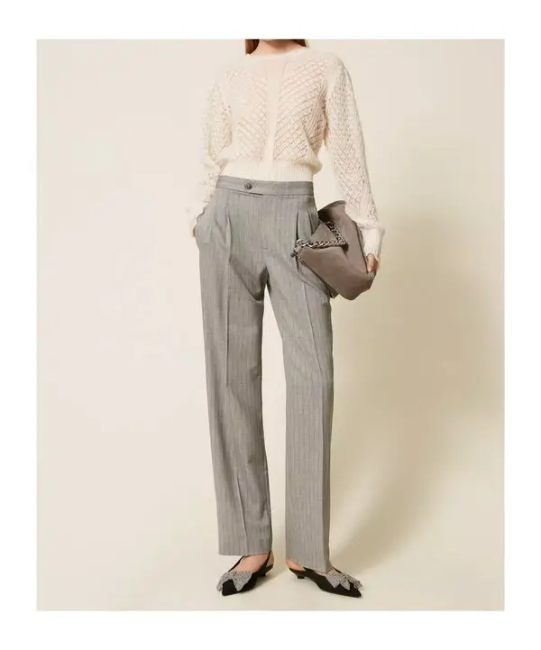 TWINSET Pinstriped Pleated Trousers