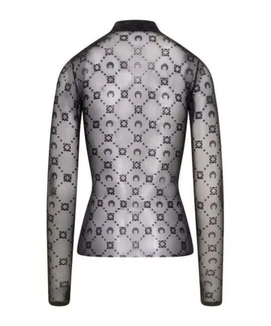 MARINE SERRE Second Skin Semi-sheer Long Sleeve Top