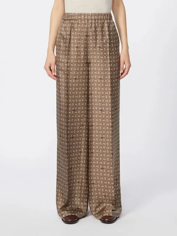 Max Mara Wide-leg Printed Trousers - Mud