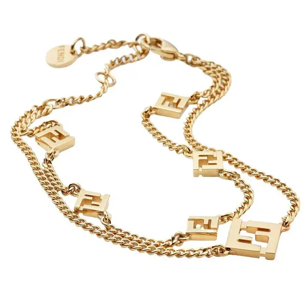 Fendi Finish Metal Ff Charm Bracelet