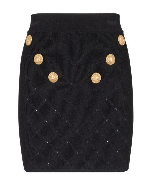 Balmain Six-button Knit Skirt - Black