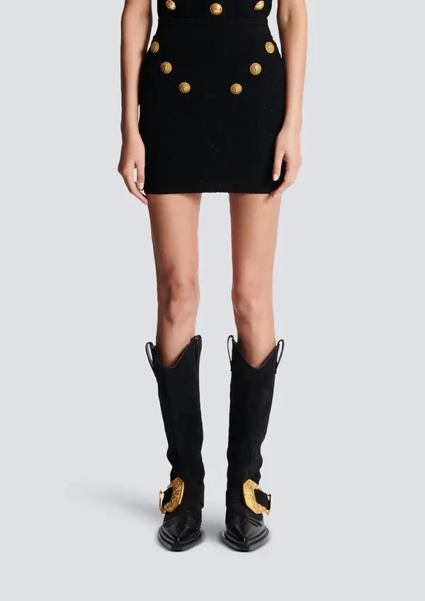 Balmain Six-button Knit Skirt - Black