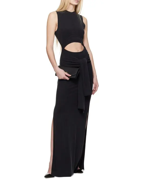 Balmain Cut Out Detailed Ribbed Maxi Dress