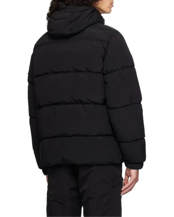 Stone Island Logo Patch Hooded Puffer Jacket - Black