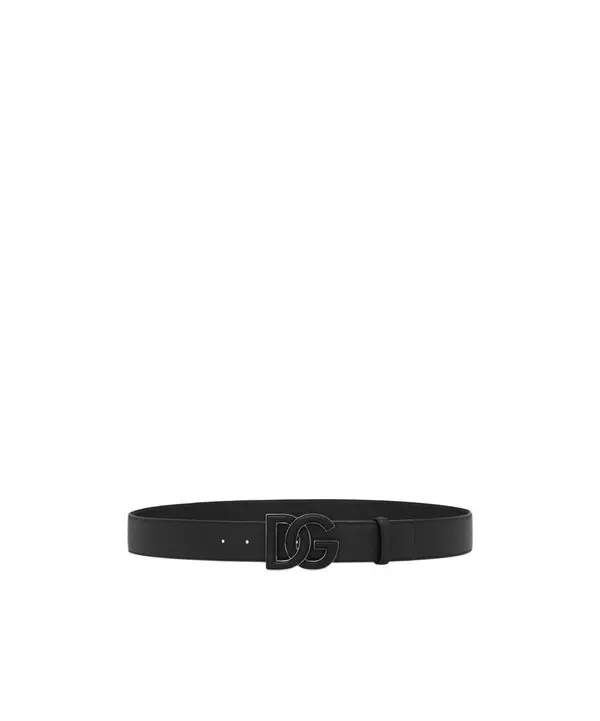 Dolce & Gabbana Logo Plaque Buckle Belt - Black
