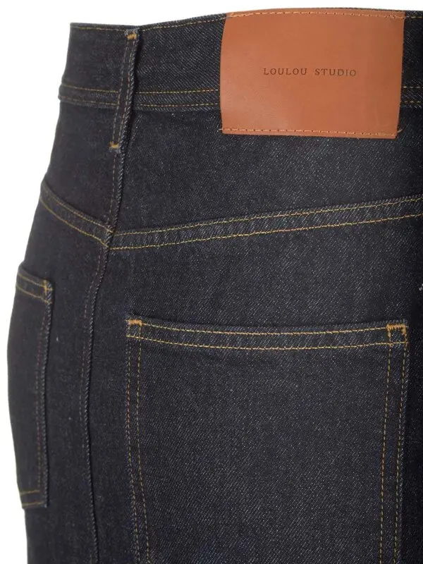 LOULOU STUDIO Midi Denim Skirt - Blue