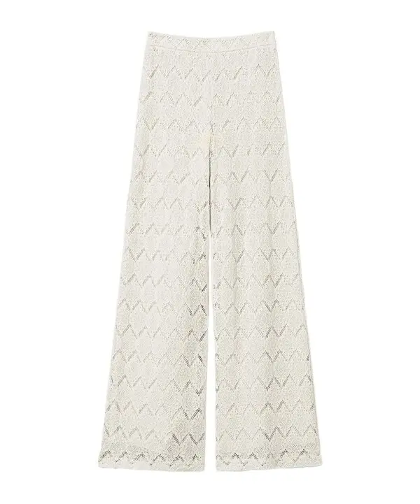 TWINSET Wide Leg Lace Pants - Light Beige