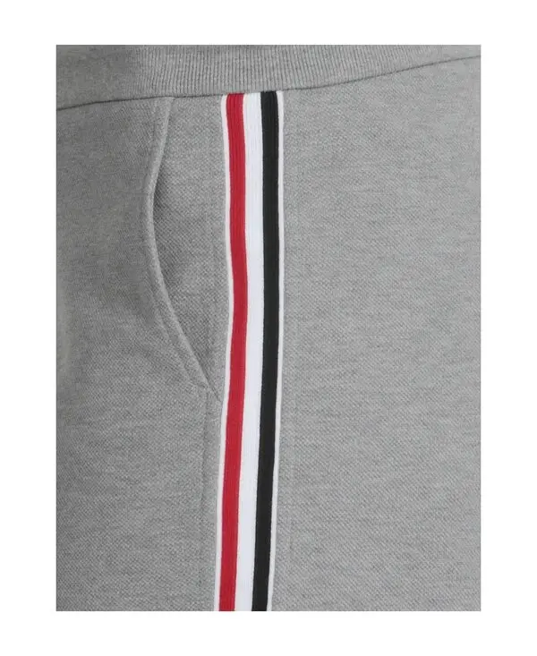 Thom Browne Drawstring Shorts With Rwb Stripes - Gray