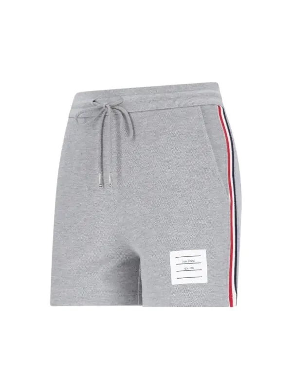 Thom Browne Drawstring Shorts With Rwb Stripes