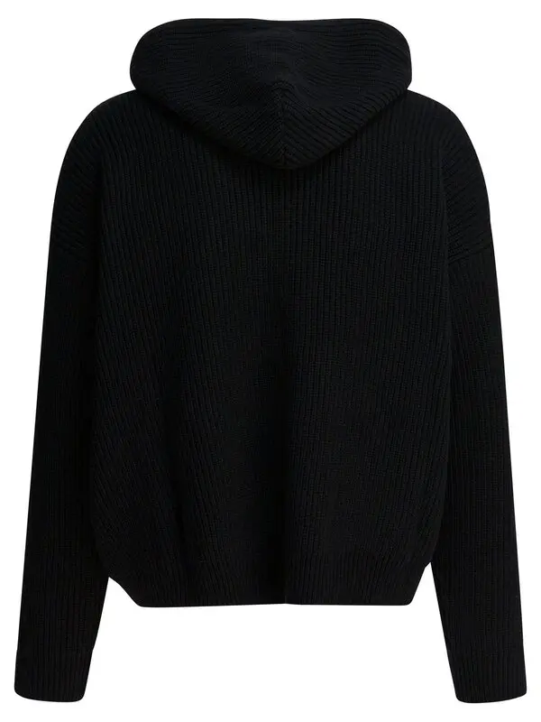 Celine Ribbed Wool Hooded Cardigan