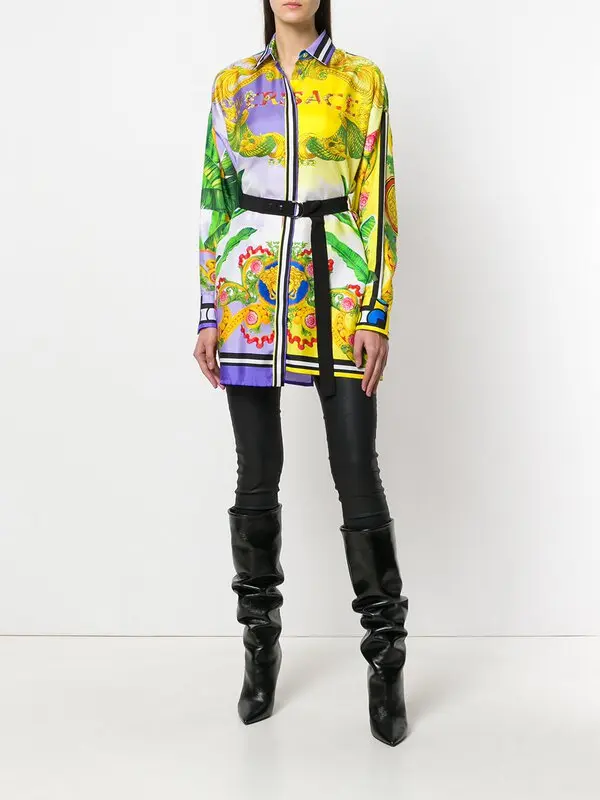 Versace Printed Belted Straight Dress