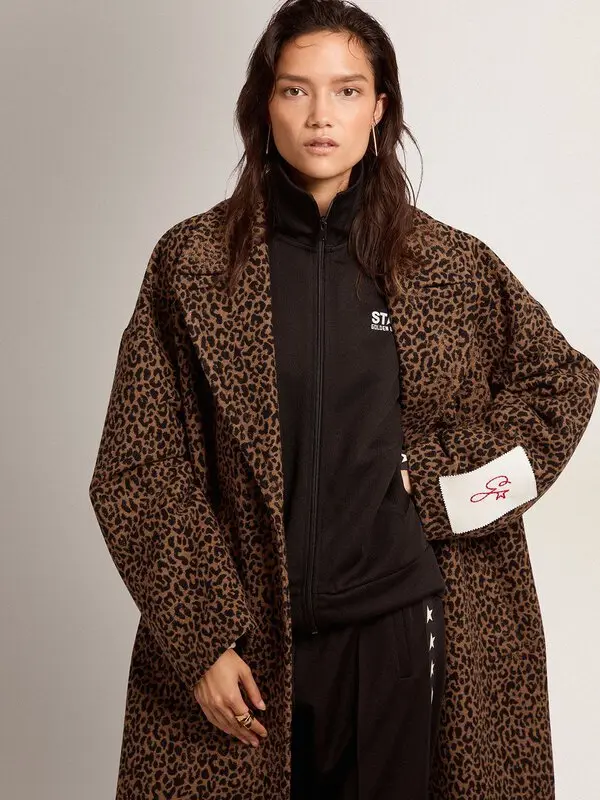 GOLDEN GOOSE Leopard Jacquard Wool Coat